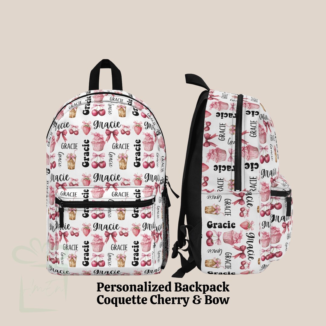 Personalized Coquette Bow Bookish Backpack Lunch Bag Tumbler Set Back ...