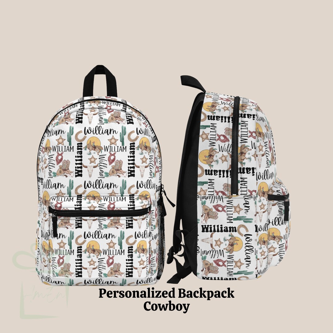Personalized Boho Cowboy Backpack, Country Kid Back to School Lunch Bag ...