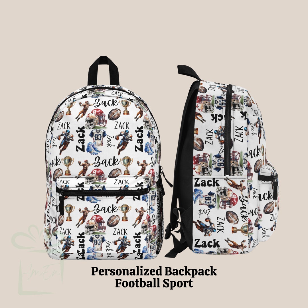 Personalized Football Backpack, Kid Sport Back to School Lunch Bag Set ...