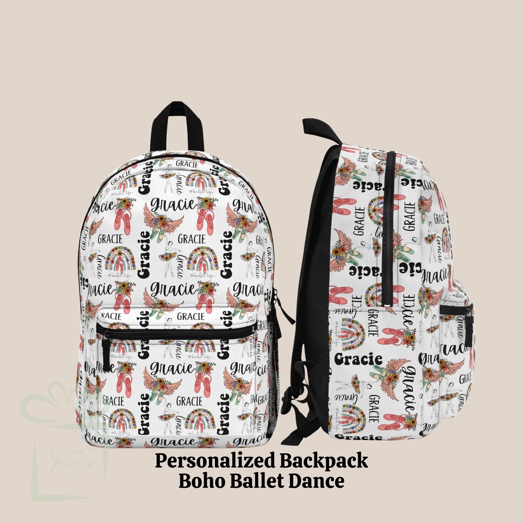 Personalized Boho Ballet Backpack Set, Ballerina Kid Back to School ...