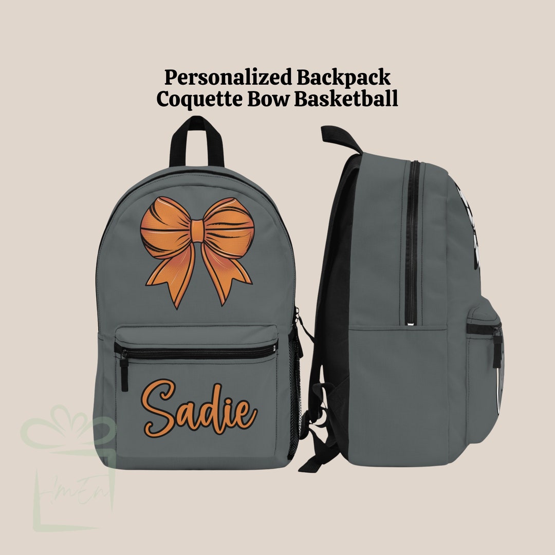 Personalized Name Coquette Bow Basketball Sports Backpack Lunch Bag Set ...