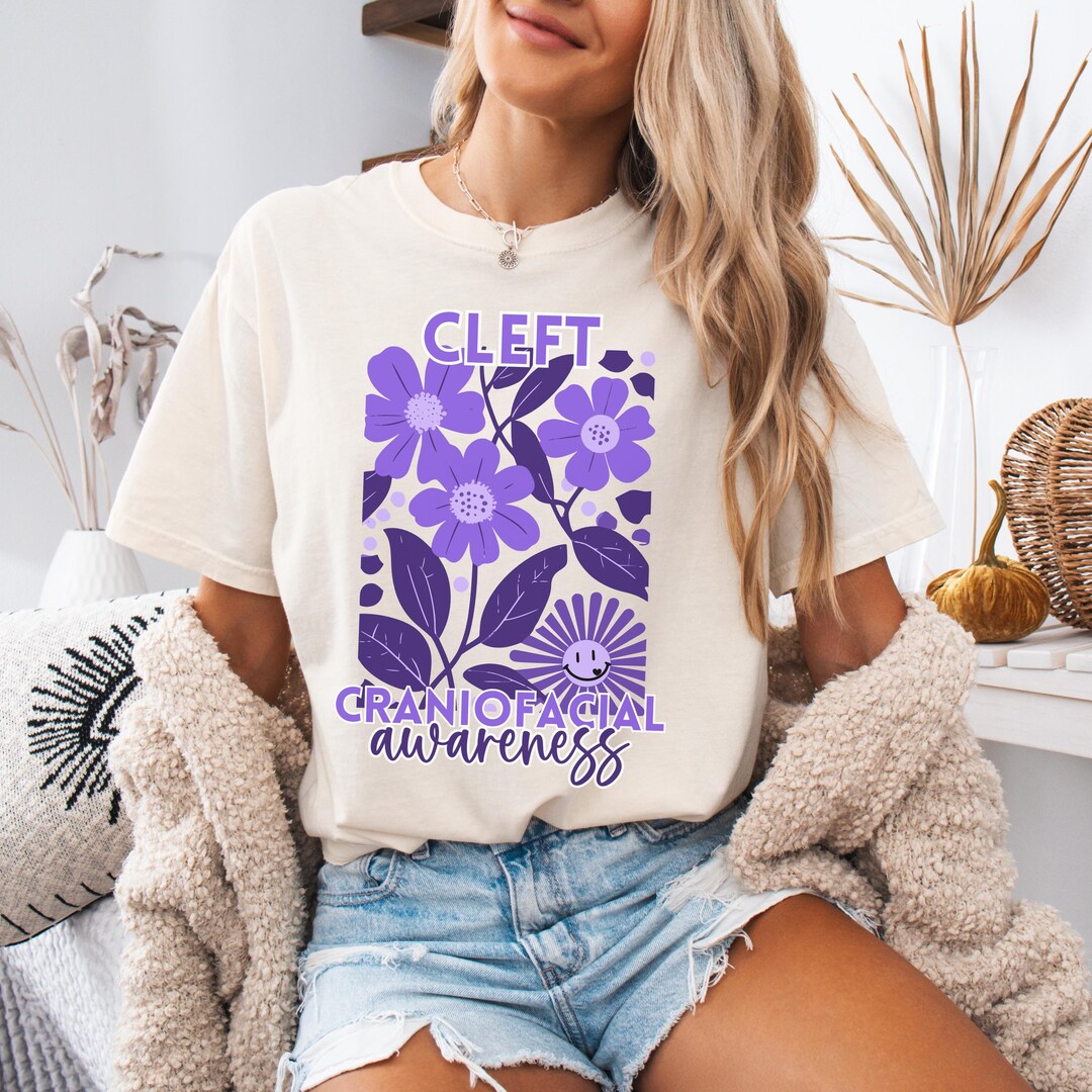 Cleft Craniofacial Awareness Comfort Colors Shirt Gift, Purple Cleft ...