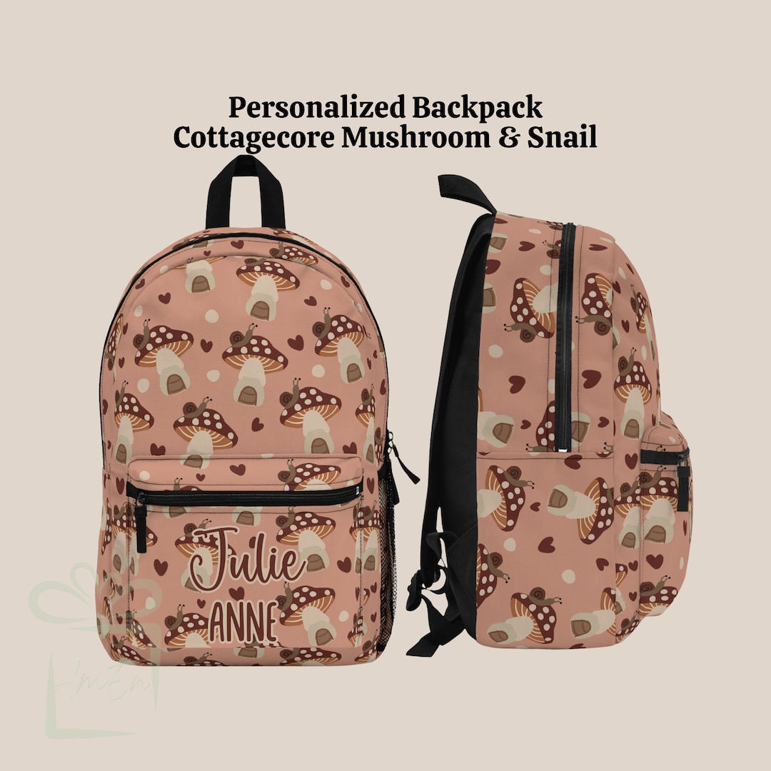 Personalized Mushroom Snail Backpack Lunch Bag Tumbler Set, Fairycore ...