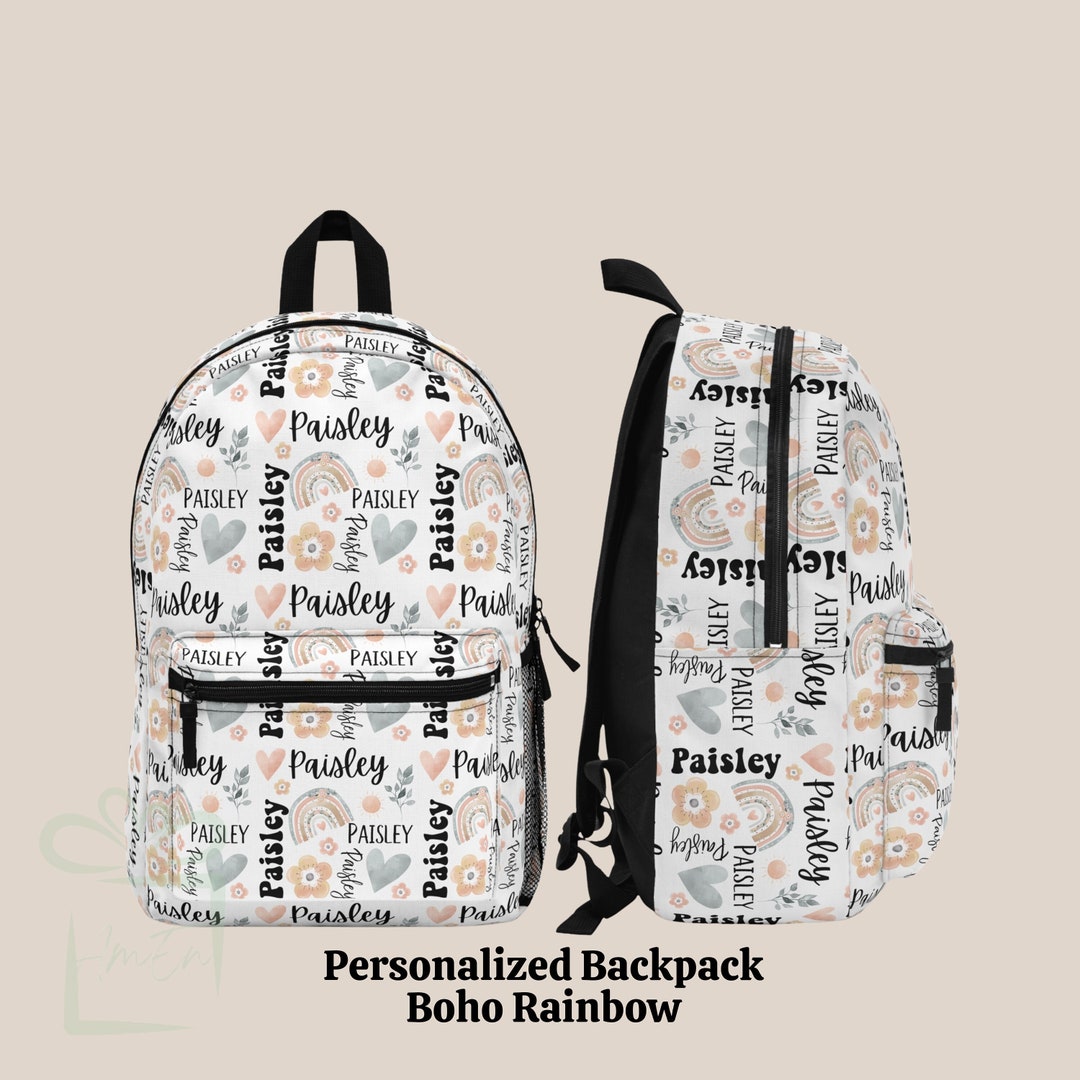 Personalized Boho Rainbow Backpack Set, Girly Pop Back to School Lunch ...