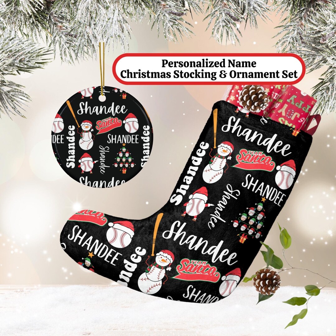 Personalized Baseball Lover Christmas Stocking, Custom Sport Children's ...