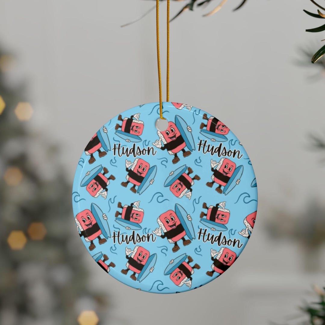 Custom Spam Musubi Surfer Ceramic Christmas Ornament Gift, Large Plush ...