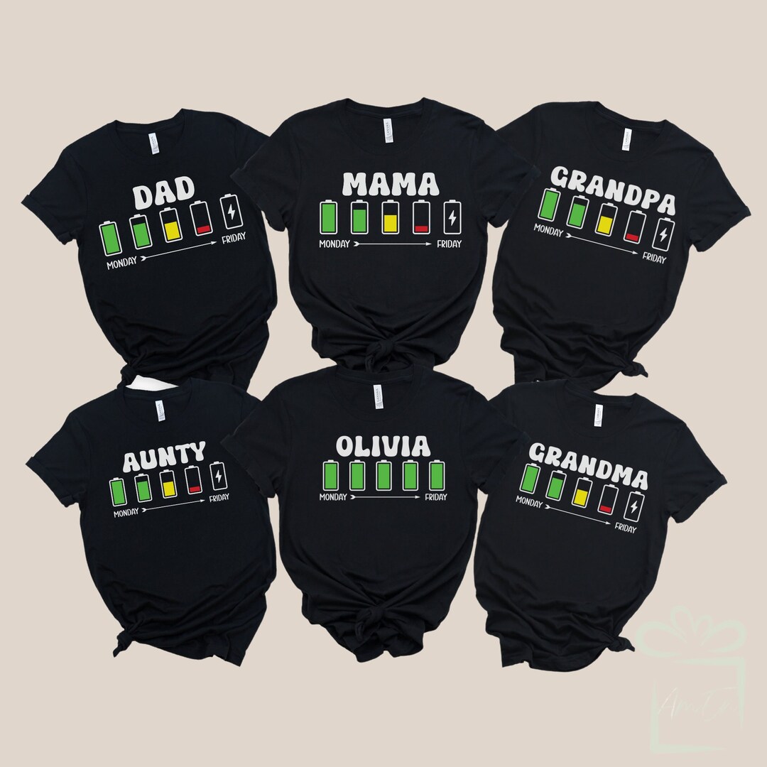 Custom Funny Family Matching Shirts, Mother's Day Low Battery Tee Gift ...
