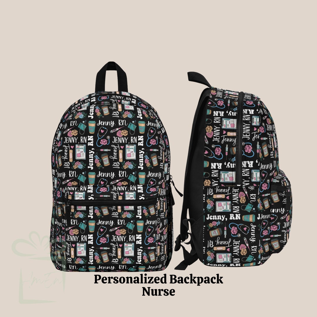 Personalized RN Nurse Backpack Lunch Bag and Water Bottle Set, Nursing ...