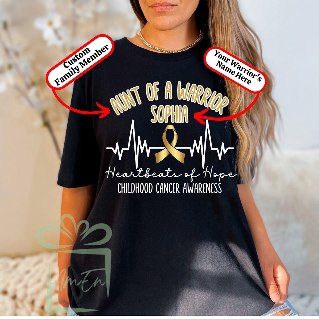 Childhood Cancer Aunty Shirts Personalized, Custom Family Group T-shirt ...