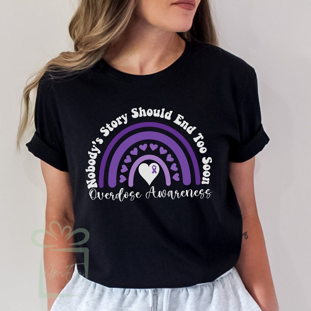 Overdose Awareness Shirt, Purple Ribbon T-shirt for Overdose Awareness ...