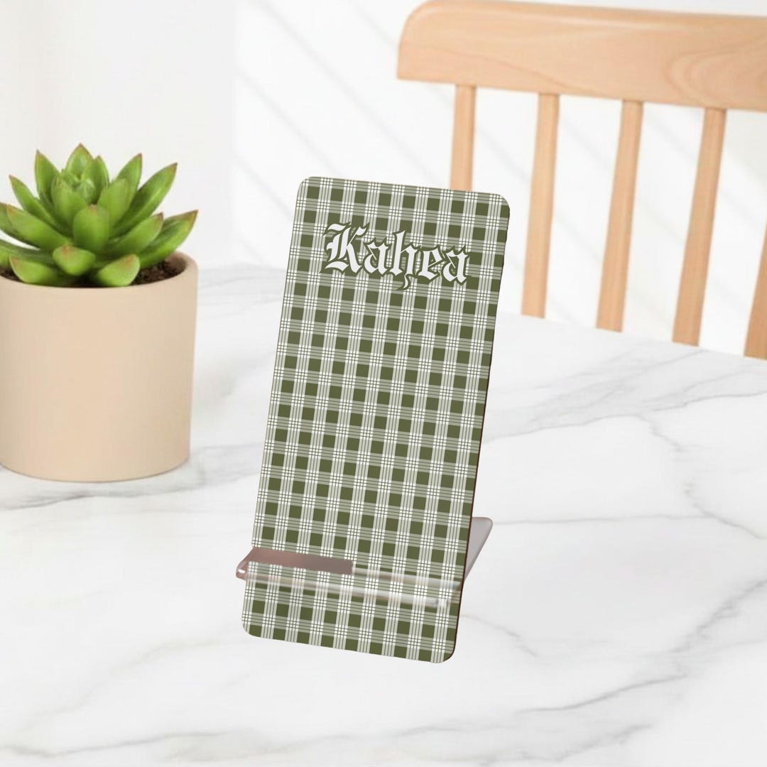 Custom Hawaiian Olive Green Palaka Phone Stand Gift, Personalized ...