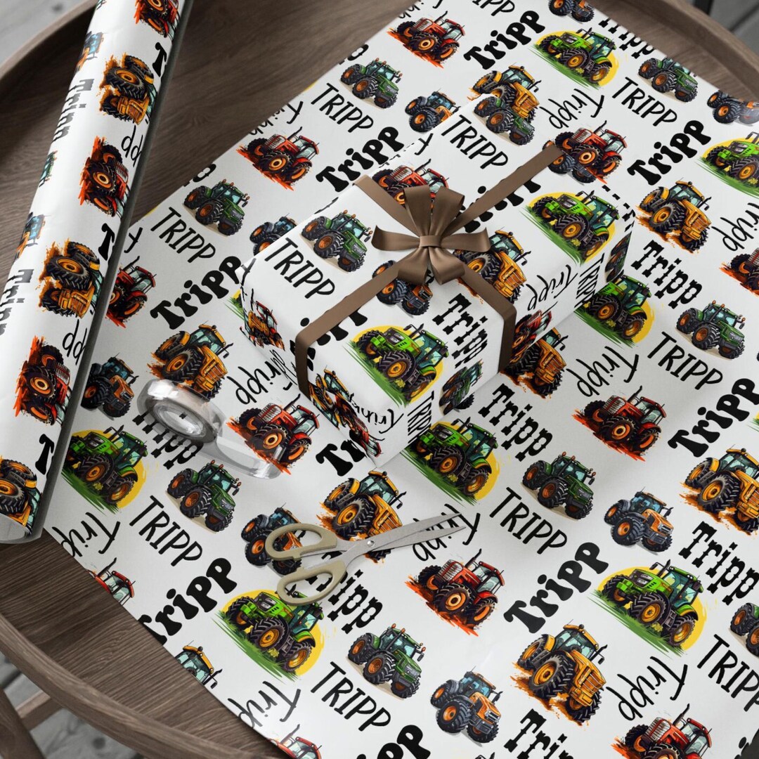 Custom Farming Tractor Truck Wrapping Paper Roll, Personalized Name ...