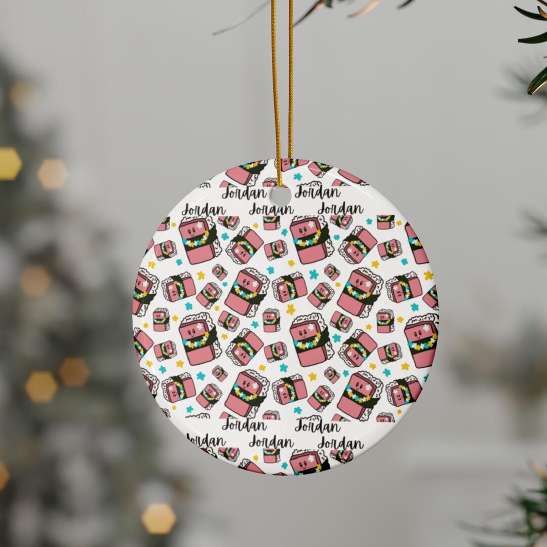 Personalized Spam Musubi Ceramic Christmas Ornament Gift, Large Custom ...