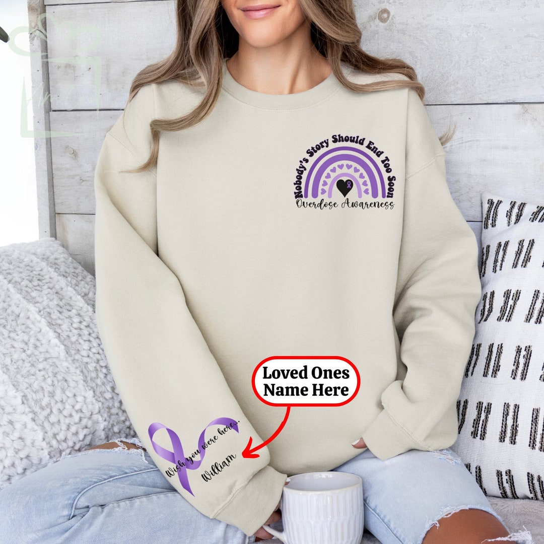 Personalized Overdose Awareness Memorial Sweatshirt Gift, Purple Ribbon ...