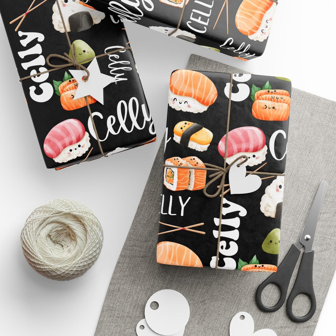 Custom Name Kawaii Japanese Sushi Wrapping Paper Roll, Personalized ...