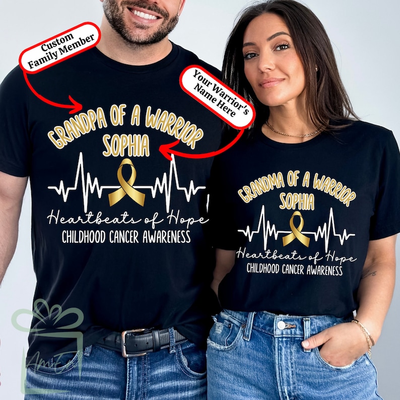Childhood Cancer Family Shirts Personalized, Custom Group T-shirt ...