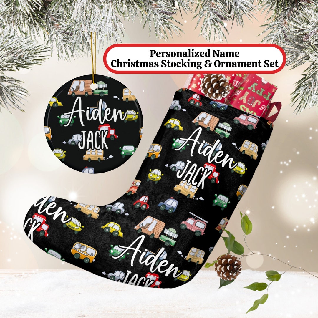 Personalized Cars Christmas Stocking, Custom Vehicle Truck Children's ...