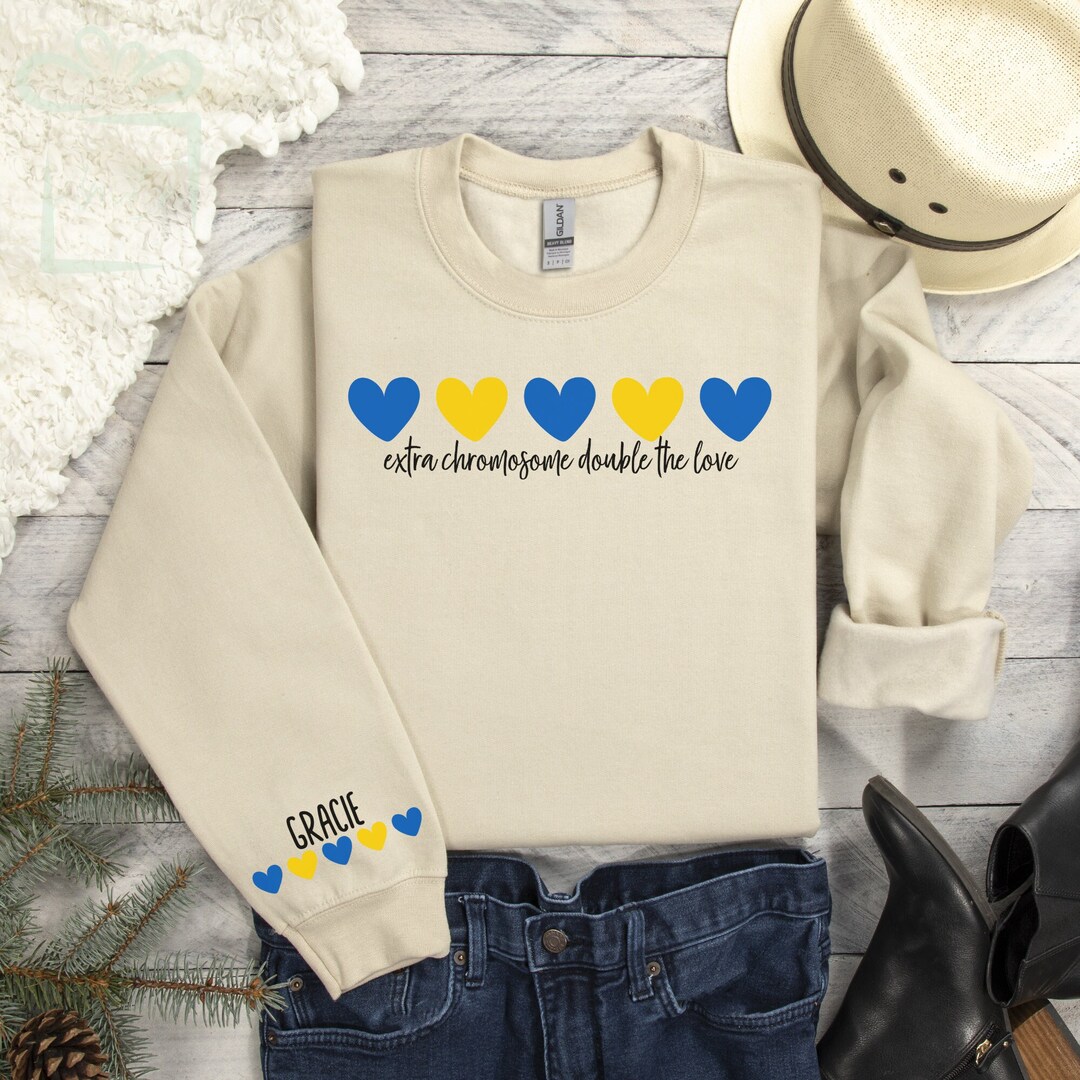 Custom Name Down Syndrome Awareness Sweatshirt Gift, Personalized Blue ...