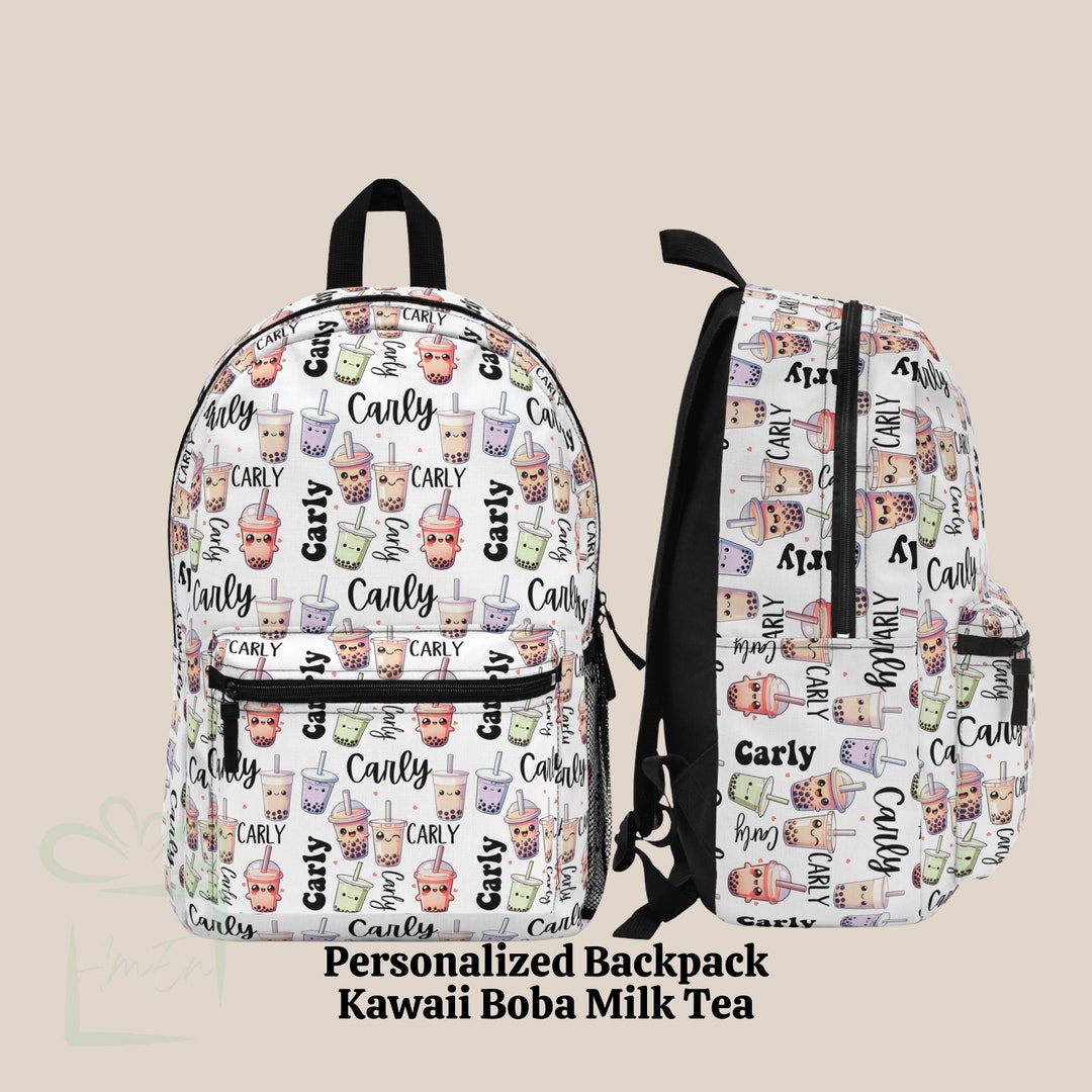 Personalized Boba Milk Tea Backpack Set, Kawaii Back to School Lunch ...