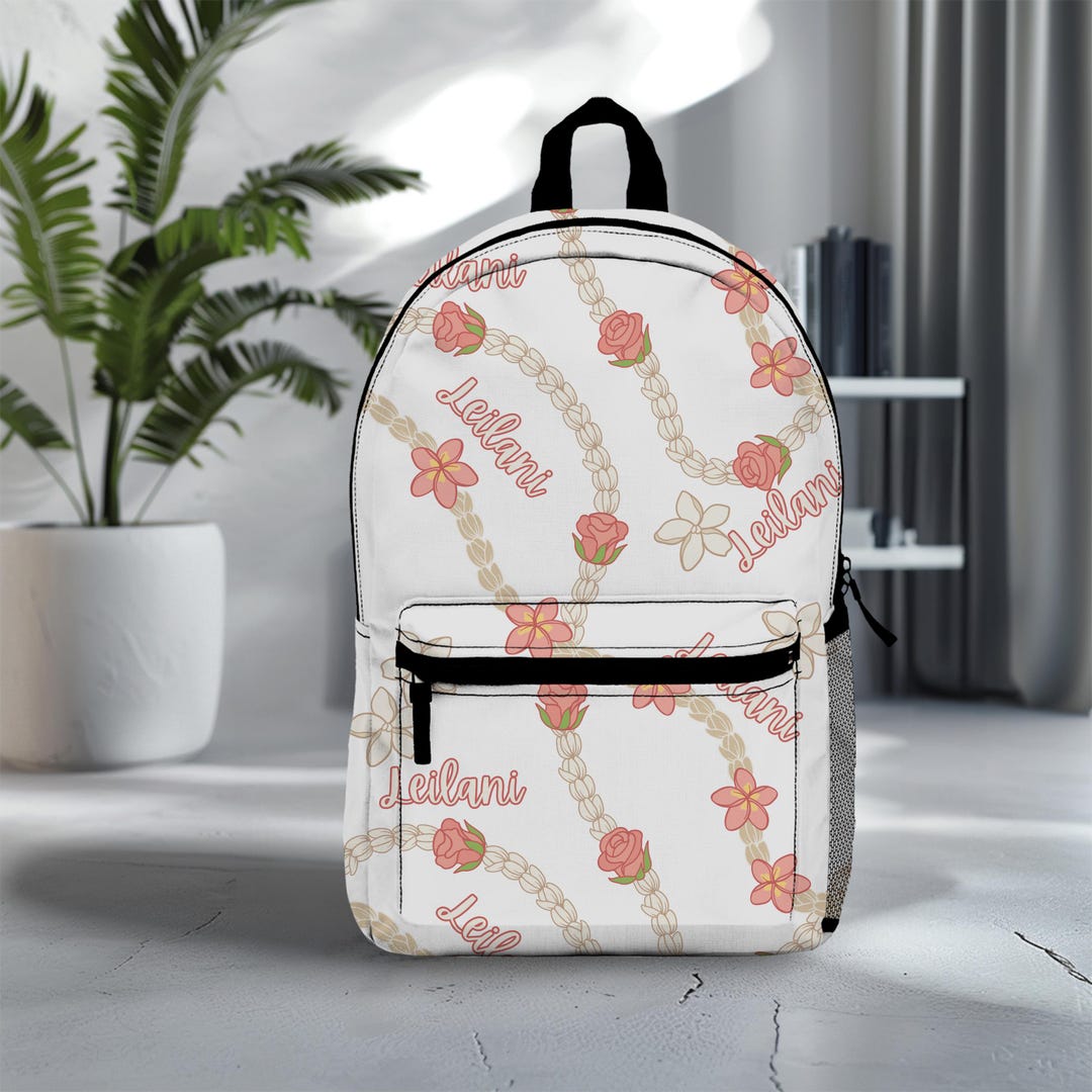 Personalized Hawaiian Floral Lei Backpack Lunch Bag Gift Set, Back to ...