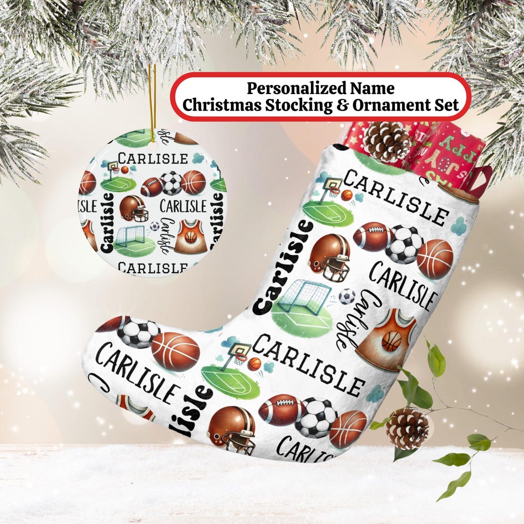 Personalized Sport Lover Christmas Stocking, Custom Sporty Children's ...