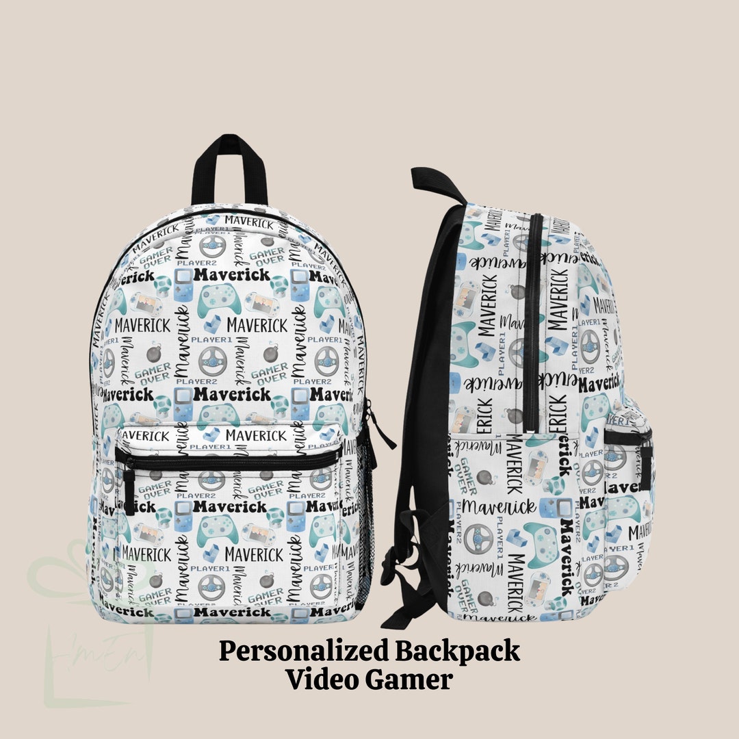 Personalized Video Gamer Backpack Lunch Bag Set, Gaming Back to School ...