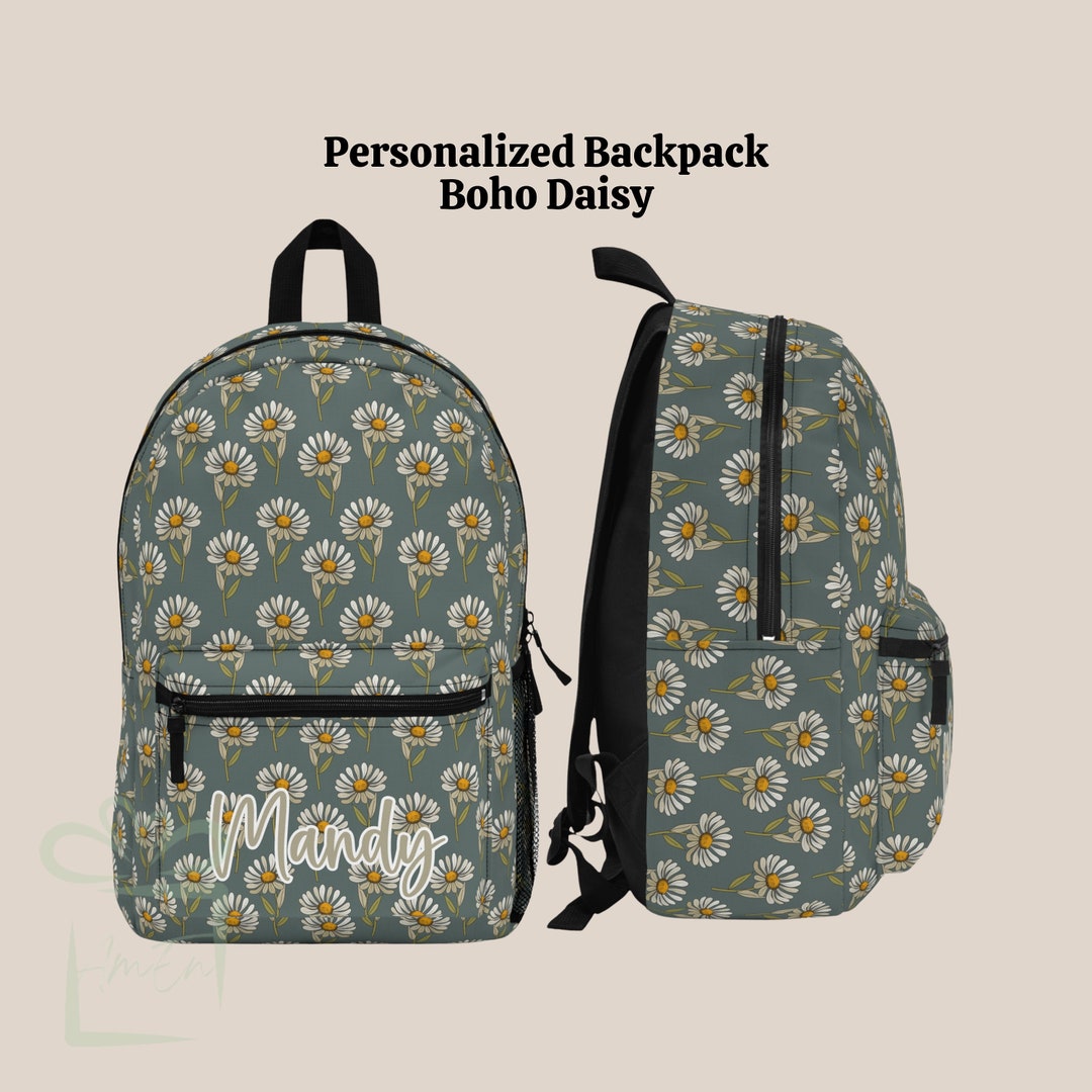 Personalized Boho Daisy Flower Backpack and Lunch Bag Tumbler Set ...