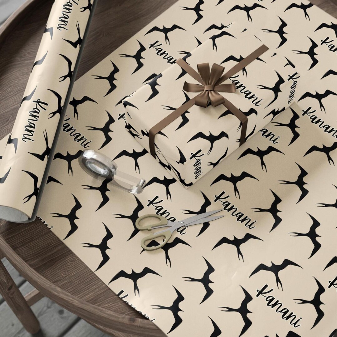 Personalized Name Hawaiian Iwa Bird Print Pattern Wrapping Paper Local ...