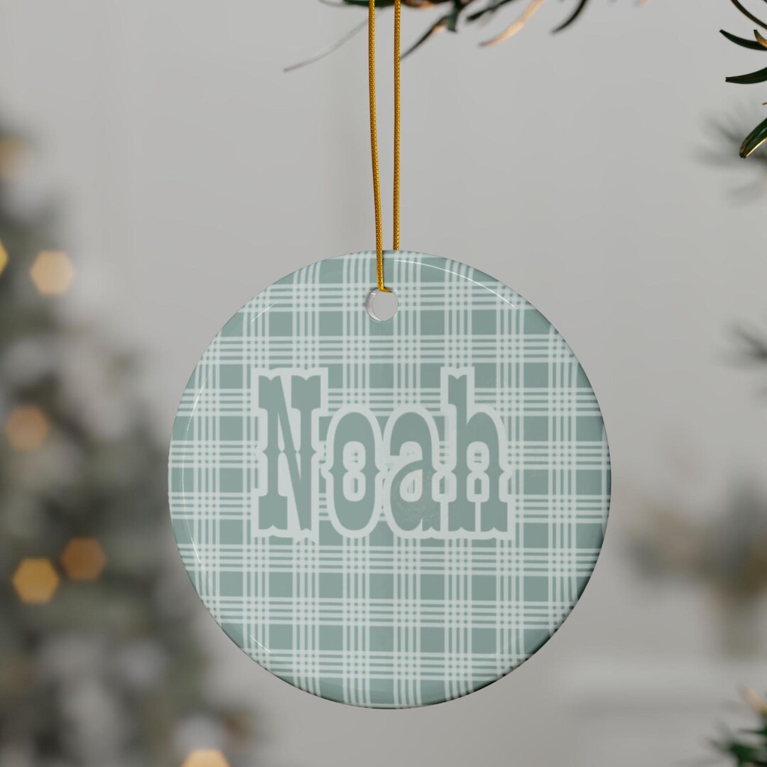 Personalized Blue Palaka Print Christmas Ornament Gift, Large Plush ...