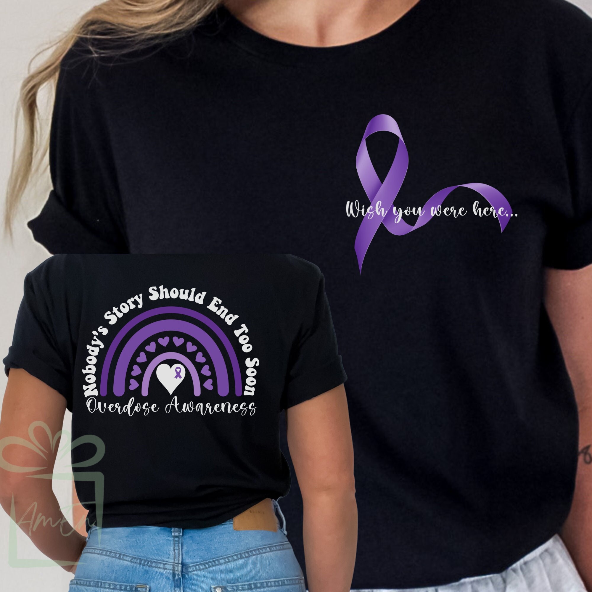 Overdose Awareness Shirt, Purple Ribbon T-shirt for Overdose Awareness ...