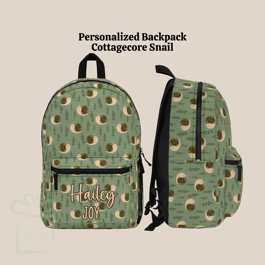 Personalized Snail Backpack Lunch Bag Tumbler Set, Cottagecore Back to ...