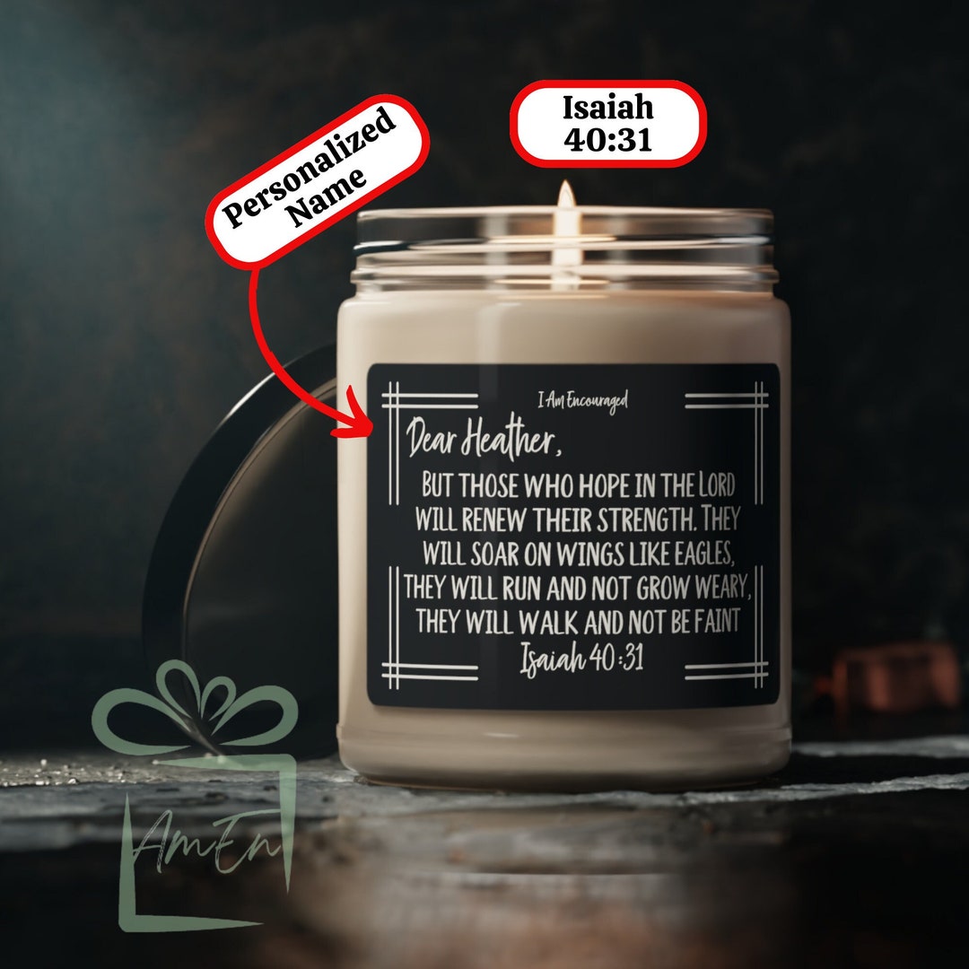 Personalized Bible Verse Candle, Isaiah 40:31 Custom Christian ...