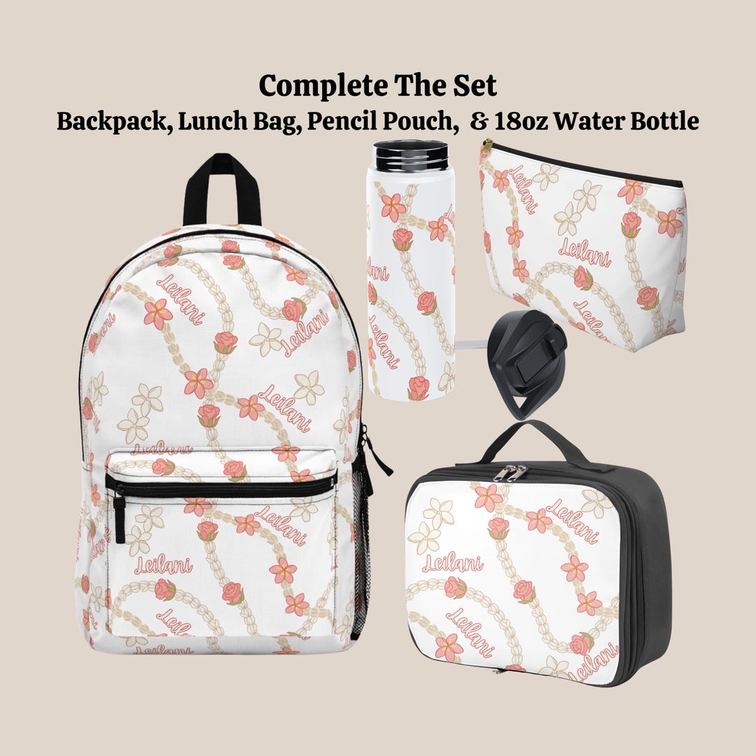 Custom Puakenikeni Lei Backpack Lunch Bag Gift Set, Back to School ...