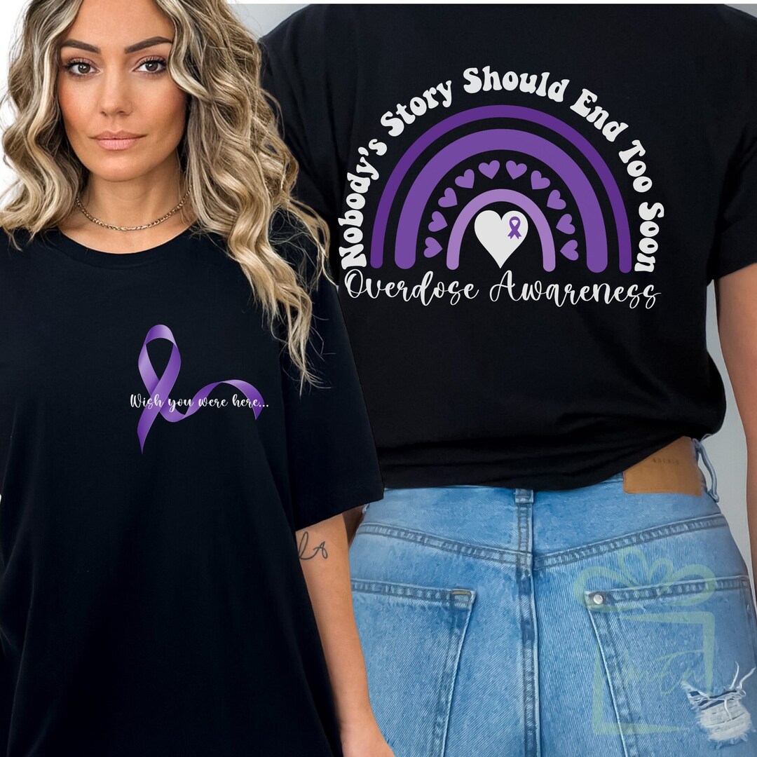 Overdose Awareness Shirt, Purple Ribbon T-shirt for Overdose Awareness ...