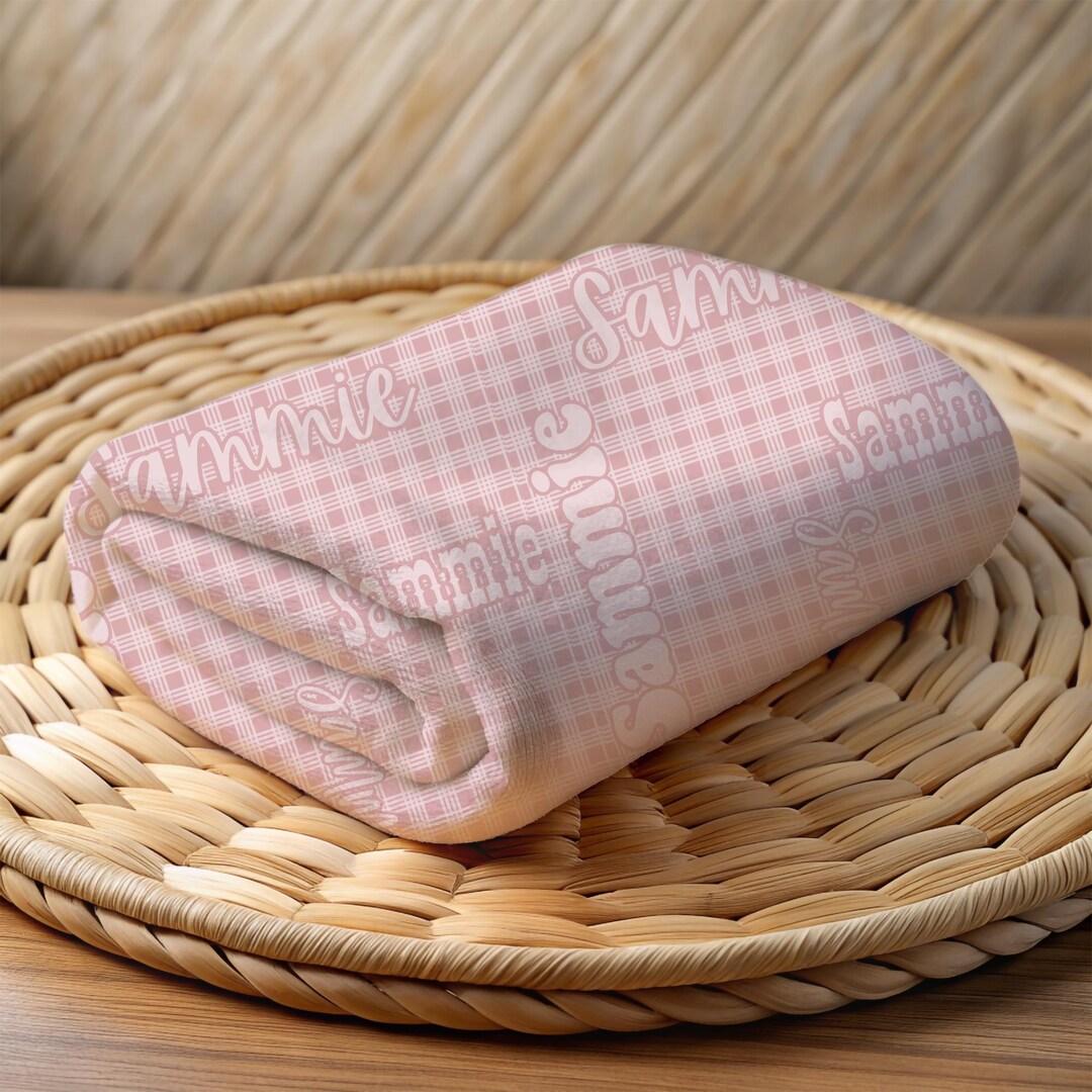 Personalized Name Pink Palaka Blanket Gift, Custom Hawaiian Paniolo ...