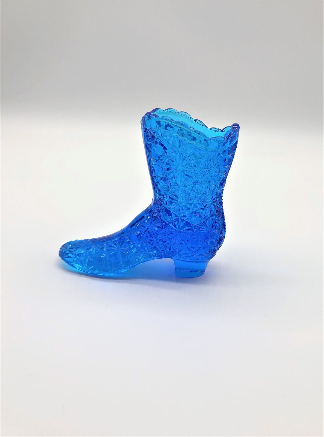 Glass Boot, Vintage Fenton Daisy and Button. Cobalt Blue Circa 1960’s ...