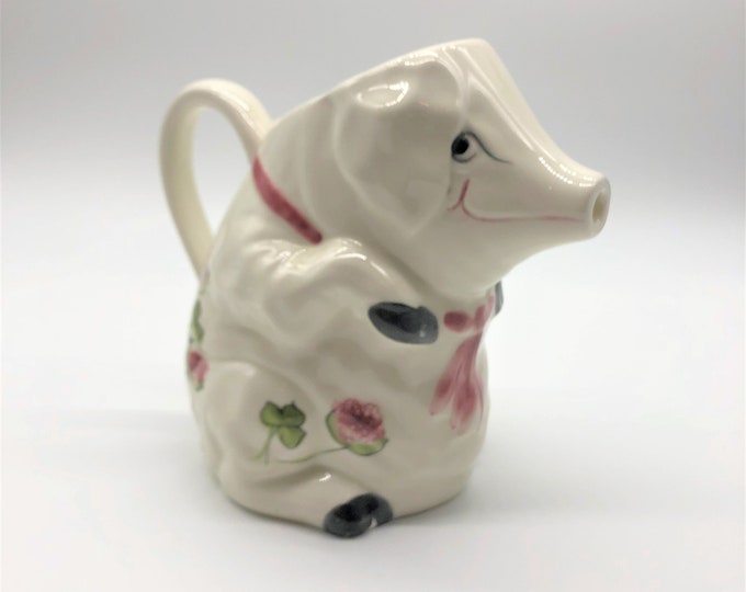 Pig Pitcher, Floral Pig Carafe Circa 1990s , Pottery Art, Retro, Nature ...