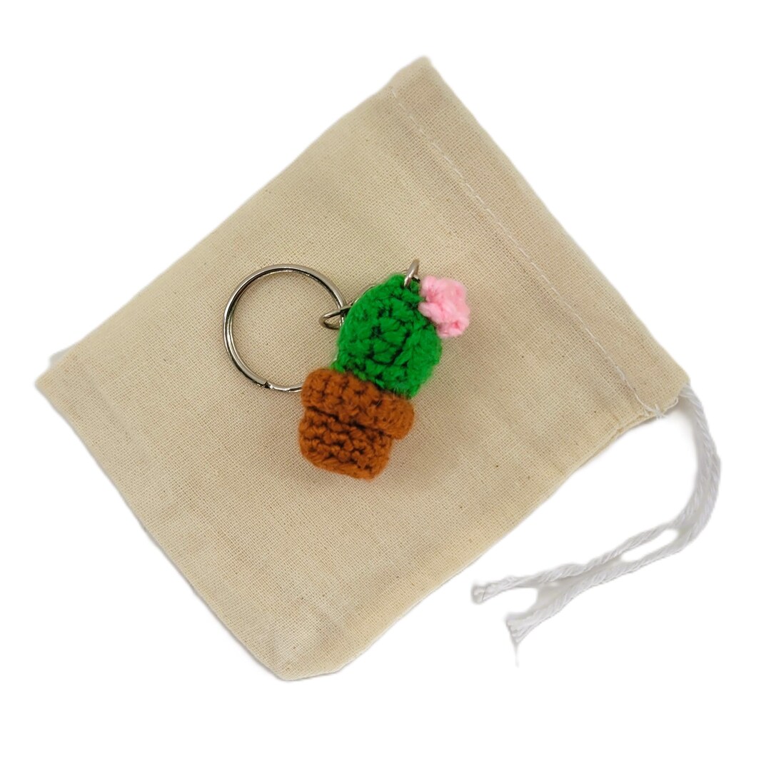 Crochet Mini Cactus Keychain - Etsy