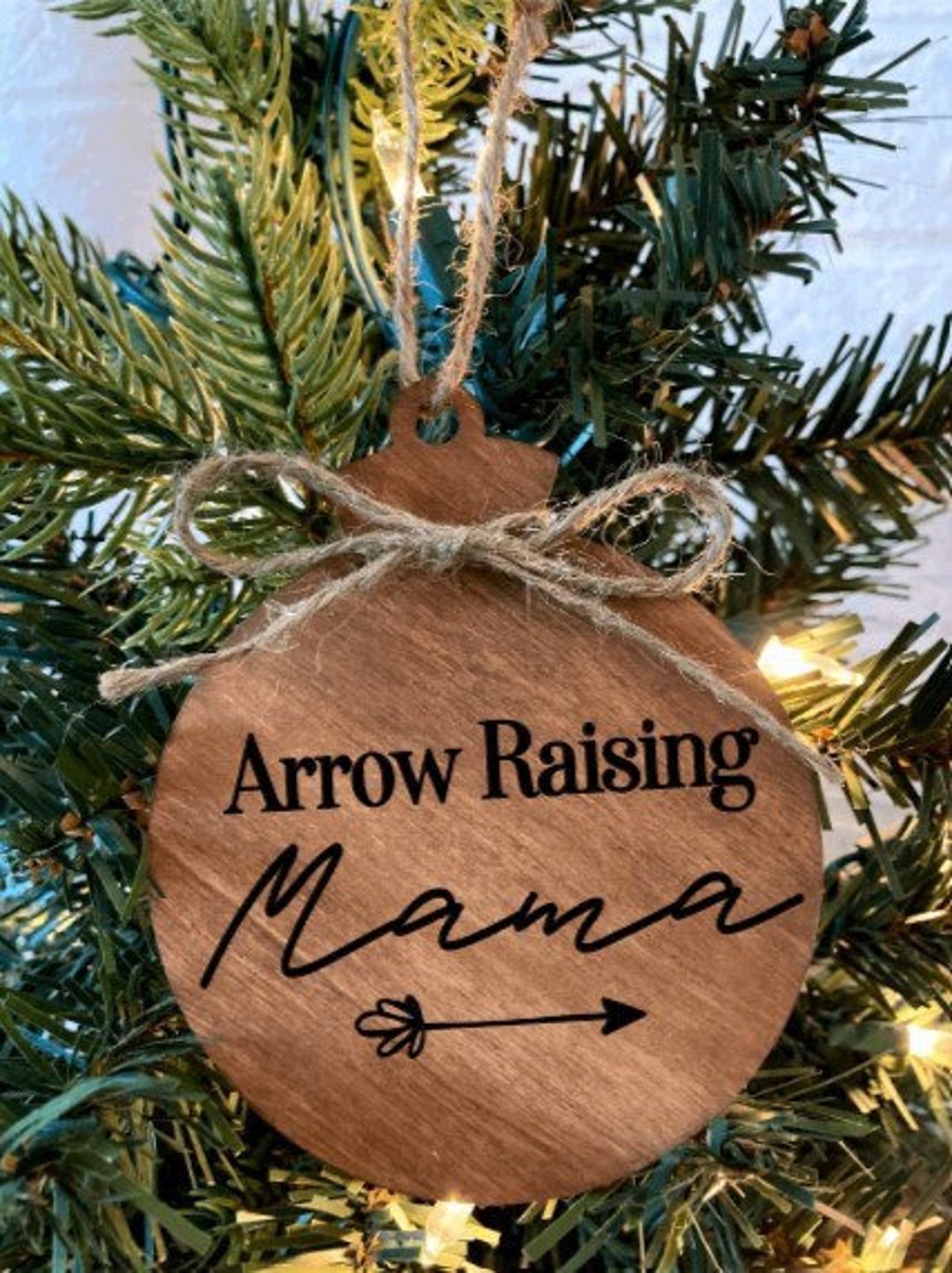 Arrow Raising Mama Ornament: Handmade Wood Christmas Keepsake, Mommy ...