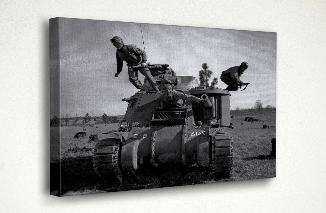 Historical World War II Art Canvas-war Tank With Three - Etsy