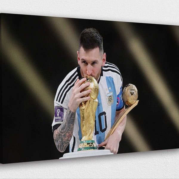 Messi kissing world cup poster - Etsy.de