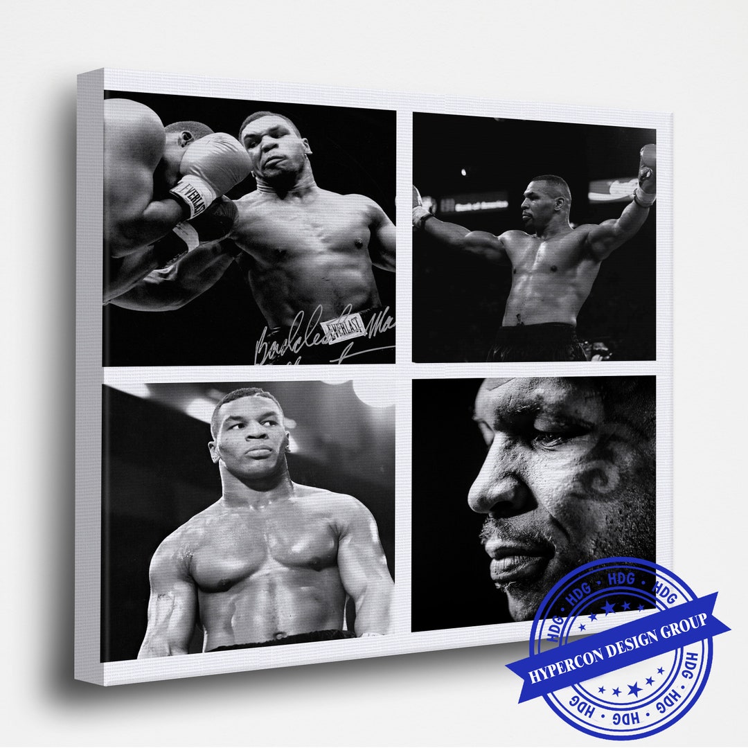 Mike Tyson Boxing Champion B&W Collage Art Canvas - Etsy