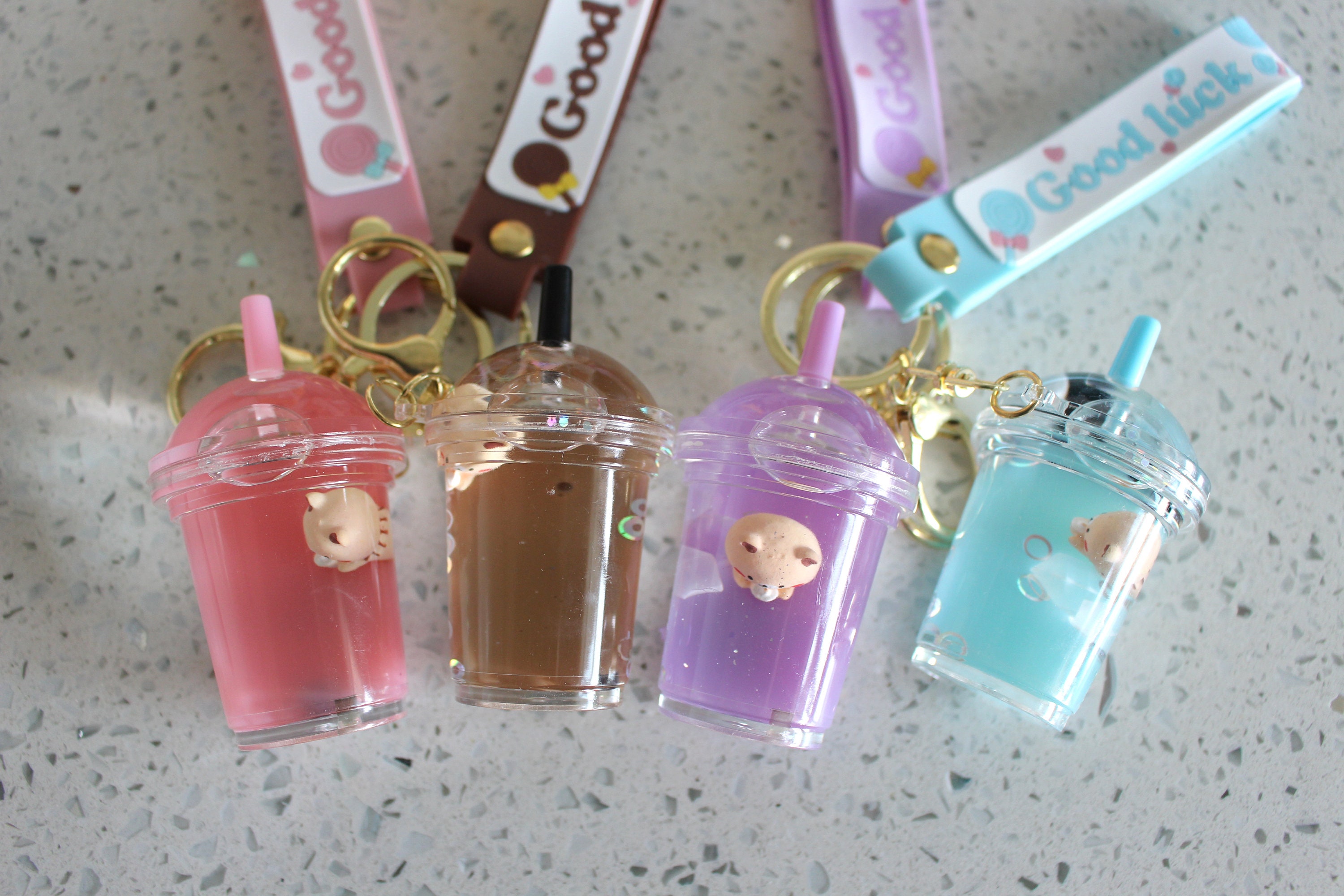 Kawaii Bear Boba Milk Tea, Bubble Tea Liquid Keychain, Cute Pearl Milk ...