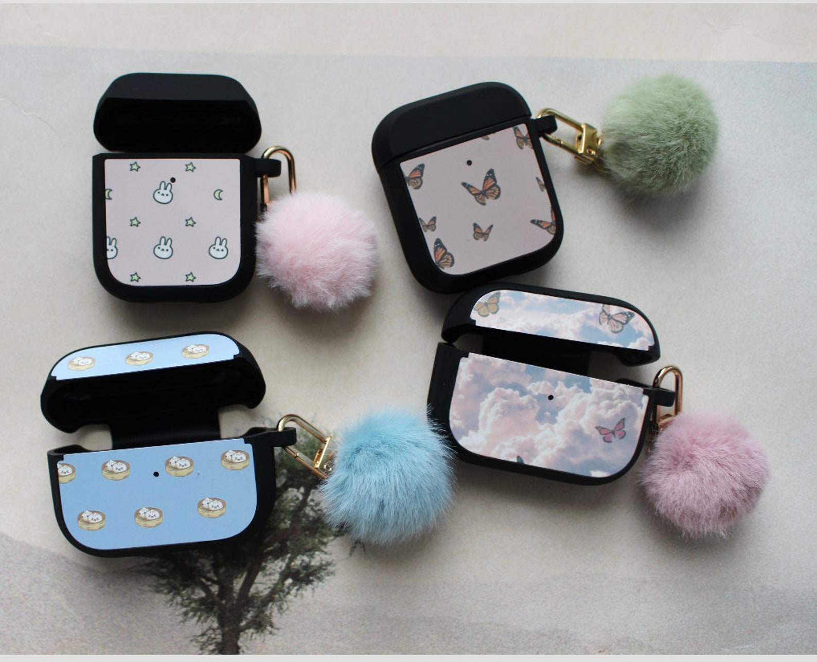 Aesthetic Butterfly Pom Pom Protective AirPod Case AirPod Pro Case With ...