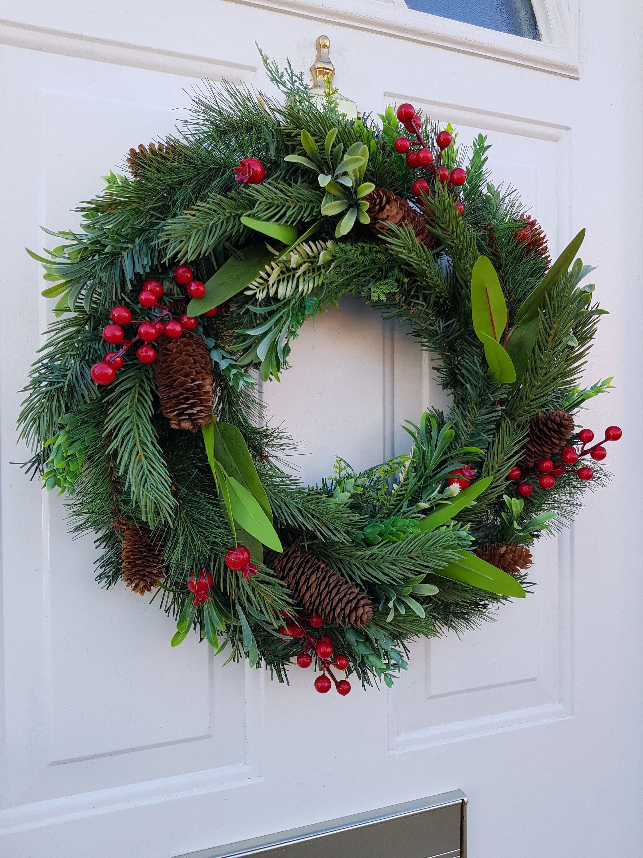 Christmas Wreath for Front Door With Artificial Red Winter - Etsy UK