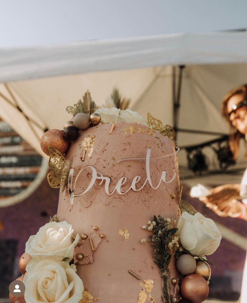 Acrylic Mirror Name Cake Toppers, Gold, Silver or Rose Gold, Lasercut ...