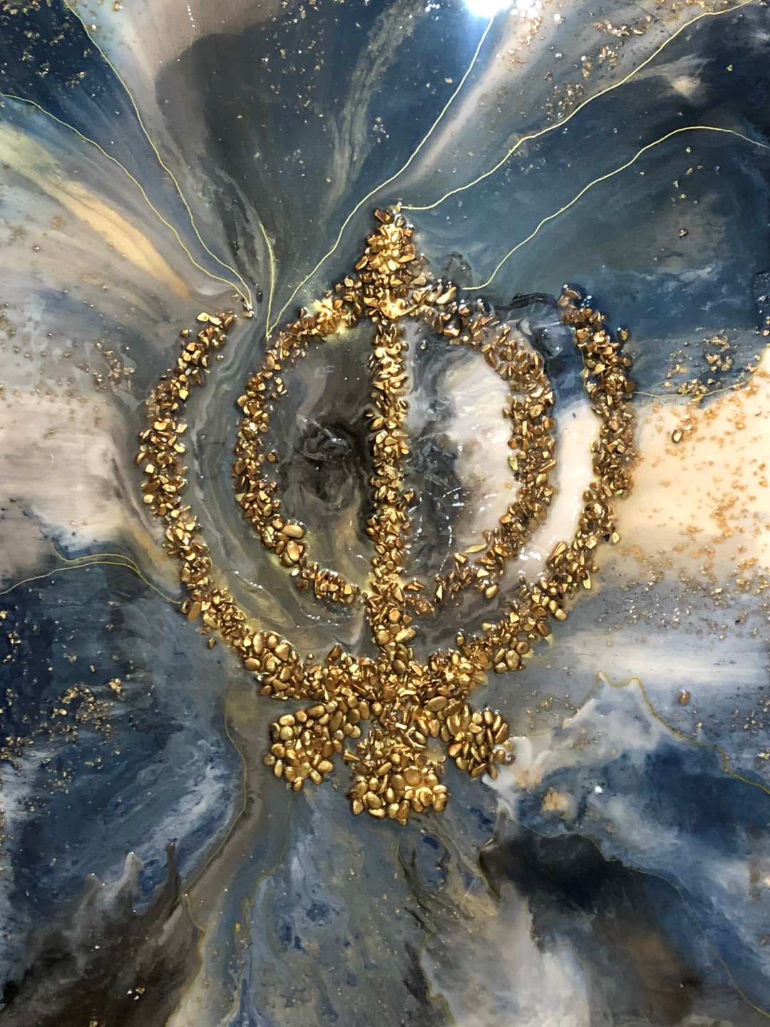 Colorful Resin and Stone Khanda/ik Onkar/om Canvas Decor - Etsy