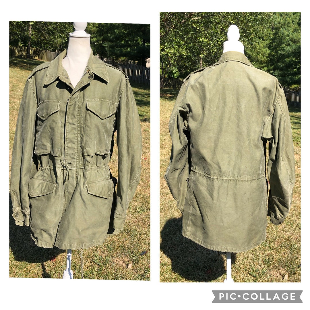 Vintage 1950s USAF Fatigue Jacket Olive Drab Grunge Utility Military S ...