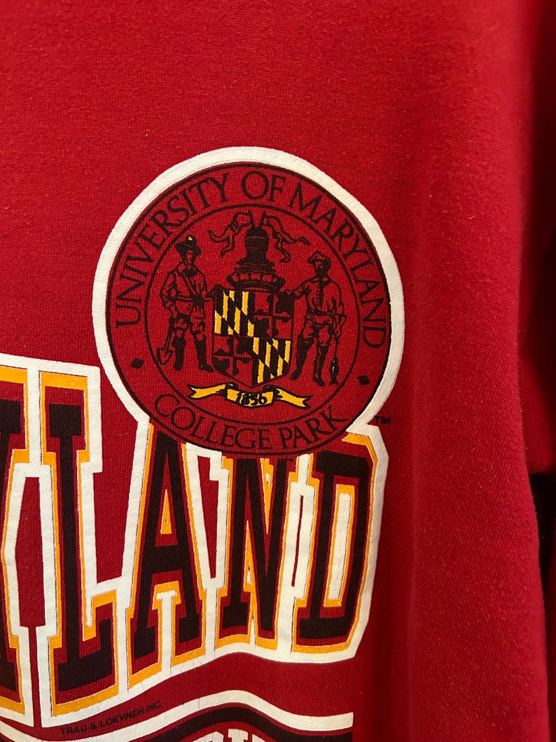 Vintage Red 80s 90s University of Maryland College Park MD Terps ...