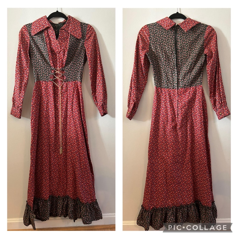 Vintage 70s Calico Dress - Etsy